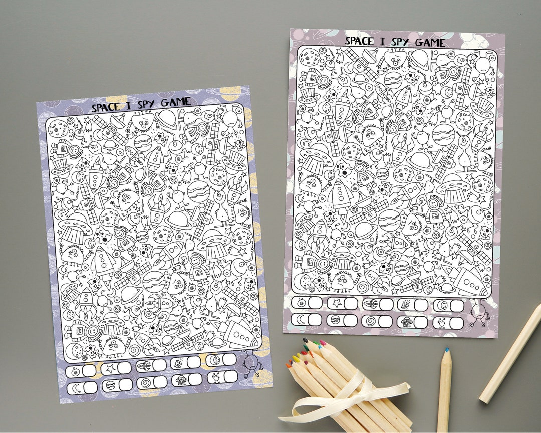 I Spy Game and Colouring Page Space Printable for Children, Instant ...