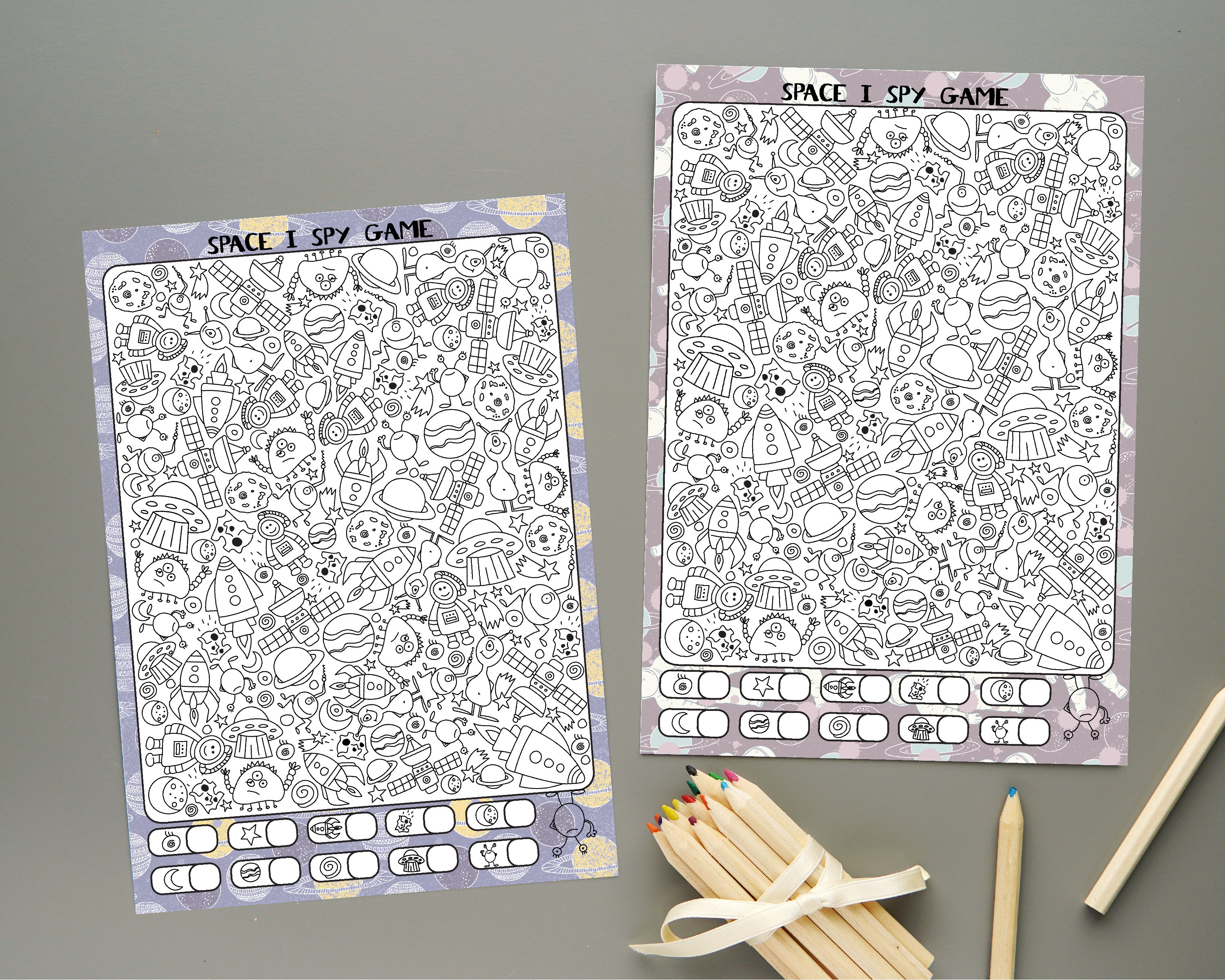 I Spy Game and Colouring Page Space Printable for Children, Instant ...
