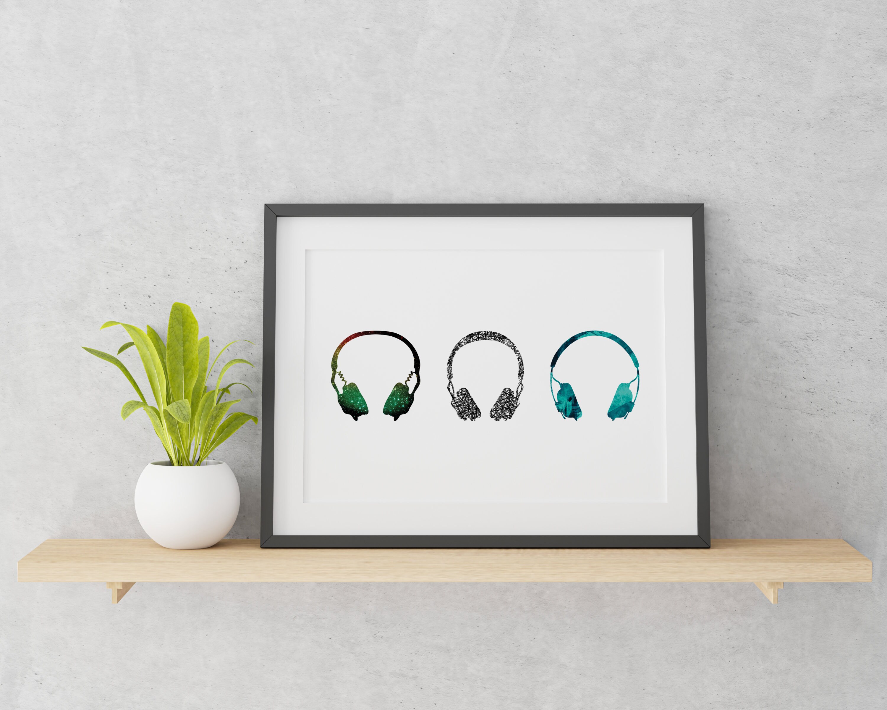 Headphones Printable Wall Art / Instant Download / Home Décor / Music ...
