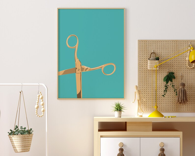 Scissors Printable Wall Art / Vibrant Wall Art / Digital Illustration ...