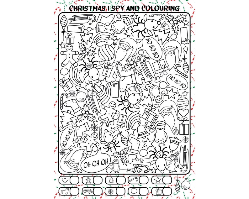 Christmas I Spy and Coloring Printable Children's Activity Fun - Etsy