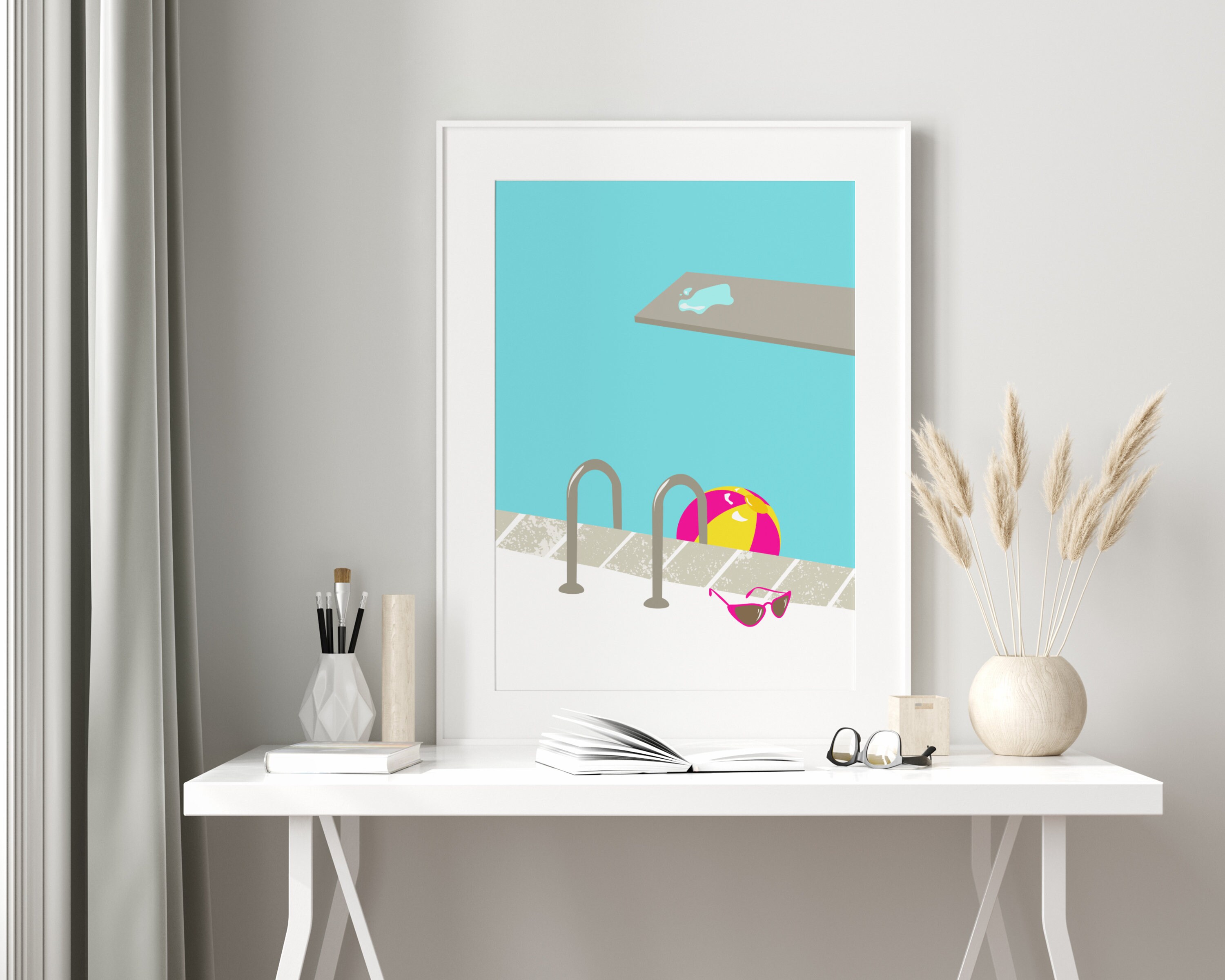 Swimming Pool Printable Wall Art / Pool Illustration / Swimming Pool ...