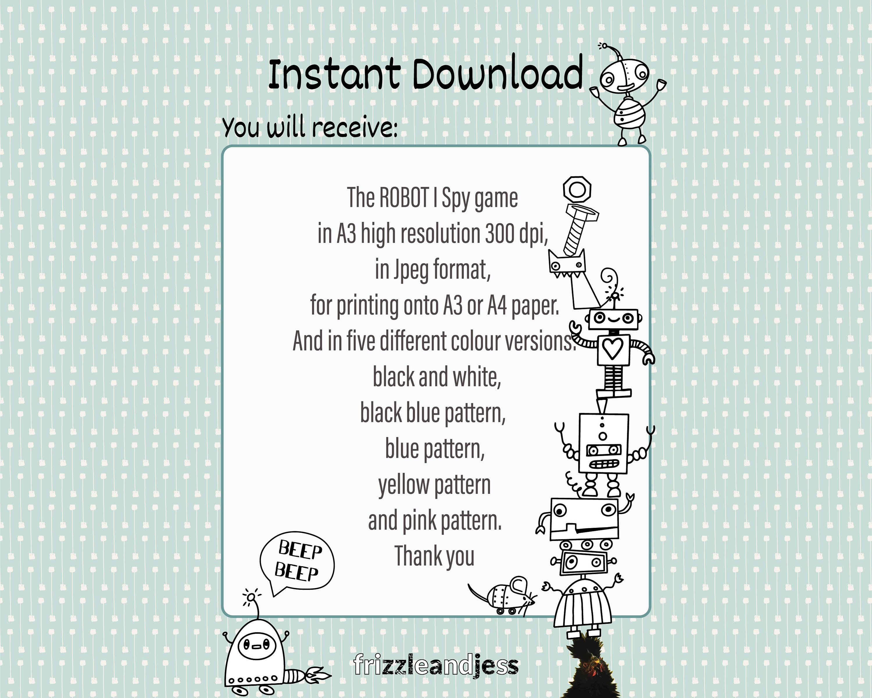 Robot I Spy Game and Colouring / Printable Page / Instant Download - Etsy