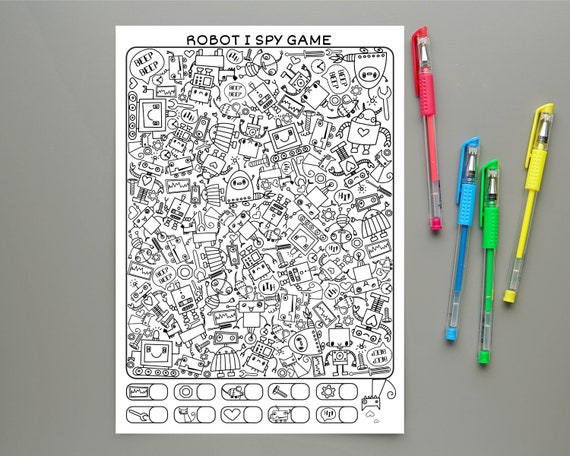 Robot I Spy Game and Colouring / Printable Page / Instant | Etsy