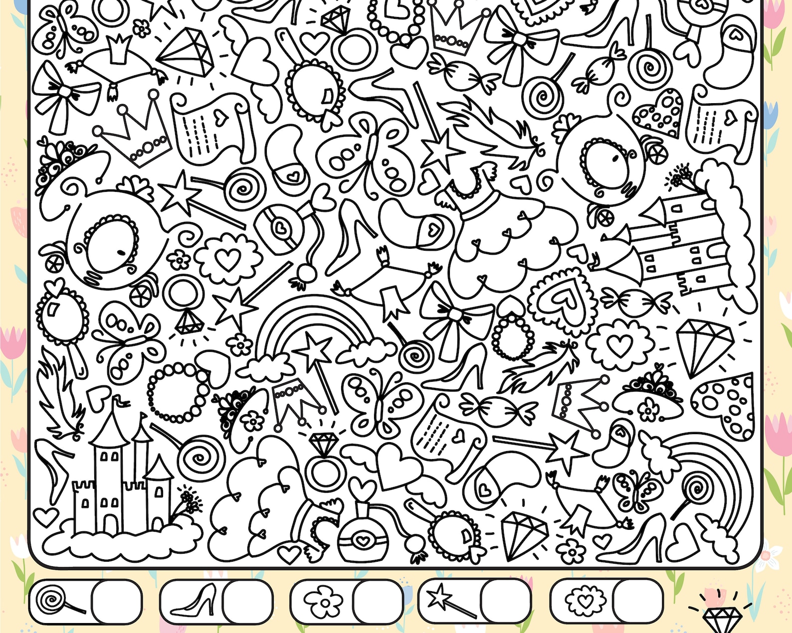Princess I Spy Game and Colouring Girls Printable, Instant Download ...