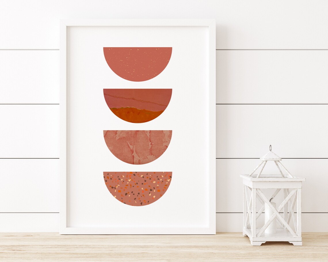 Brown Half Circles Geometric Printable Wall Art, Instant Download - Etsy