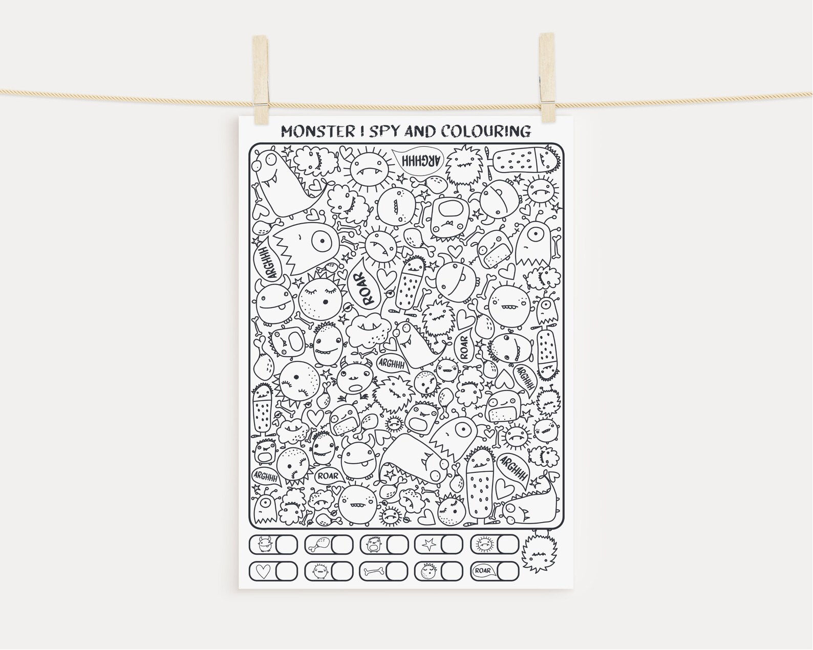 Monster I Spy Game and Colouring Printable, Instant Download Kids ...