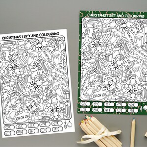 Christmas I Spy and Coloring Printable Children's Activity Fun - Etsy