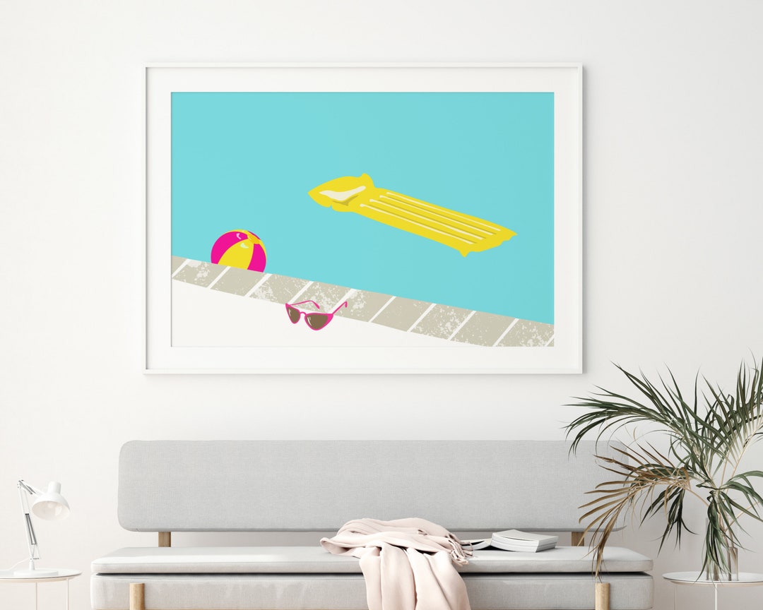 Swimming Pool Printable Wall Art / Pool Illustration Art / Swimming ...