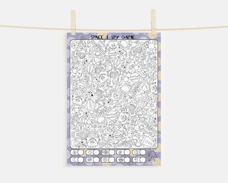 I Spy Game and Colouring Page Space Printable for Children, Instant ...