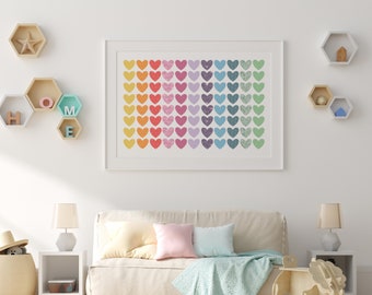 Hearts Print Hearts Wall Art Nursery Wall Decor Hearts - Etsy