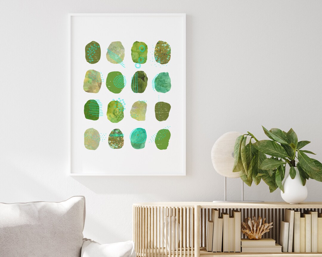 Green Blobs Abstract Printable Wall Art, Instant Download - Etsy