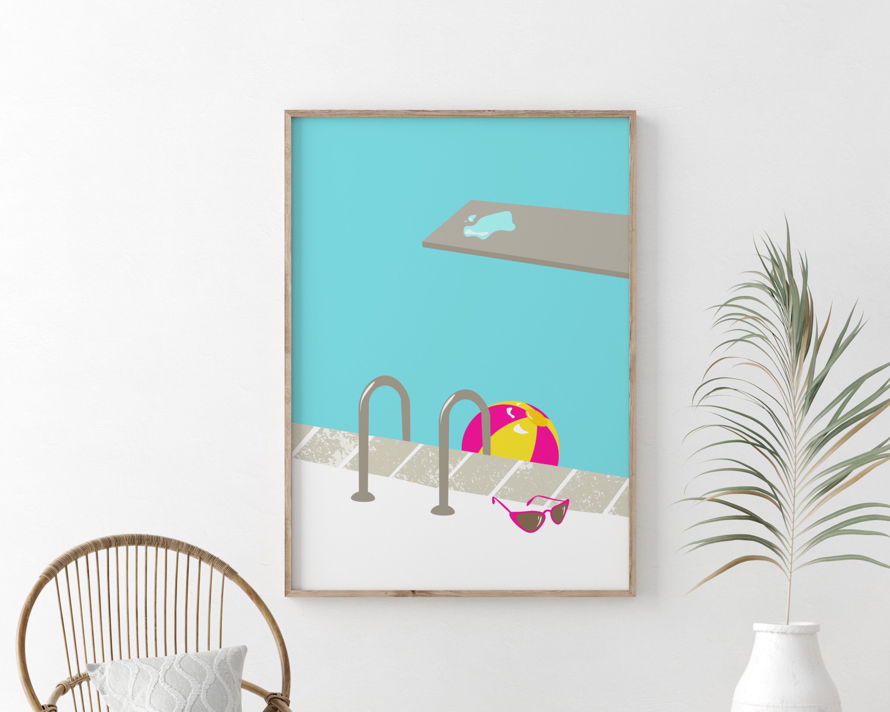 Swimming Pool Printable Wall Art / Pool Illustration / Swimming Pool ...
