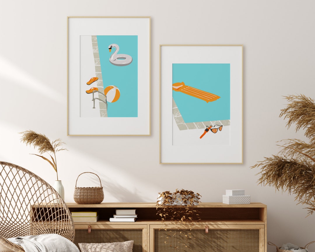 Swimming Pool Printable Wall Art / Set of Two / Swimming Poster / Home ...