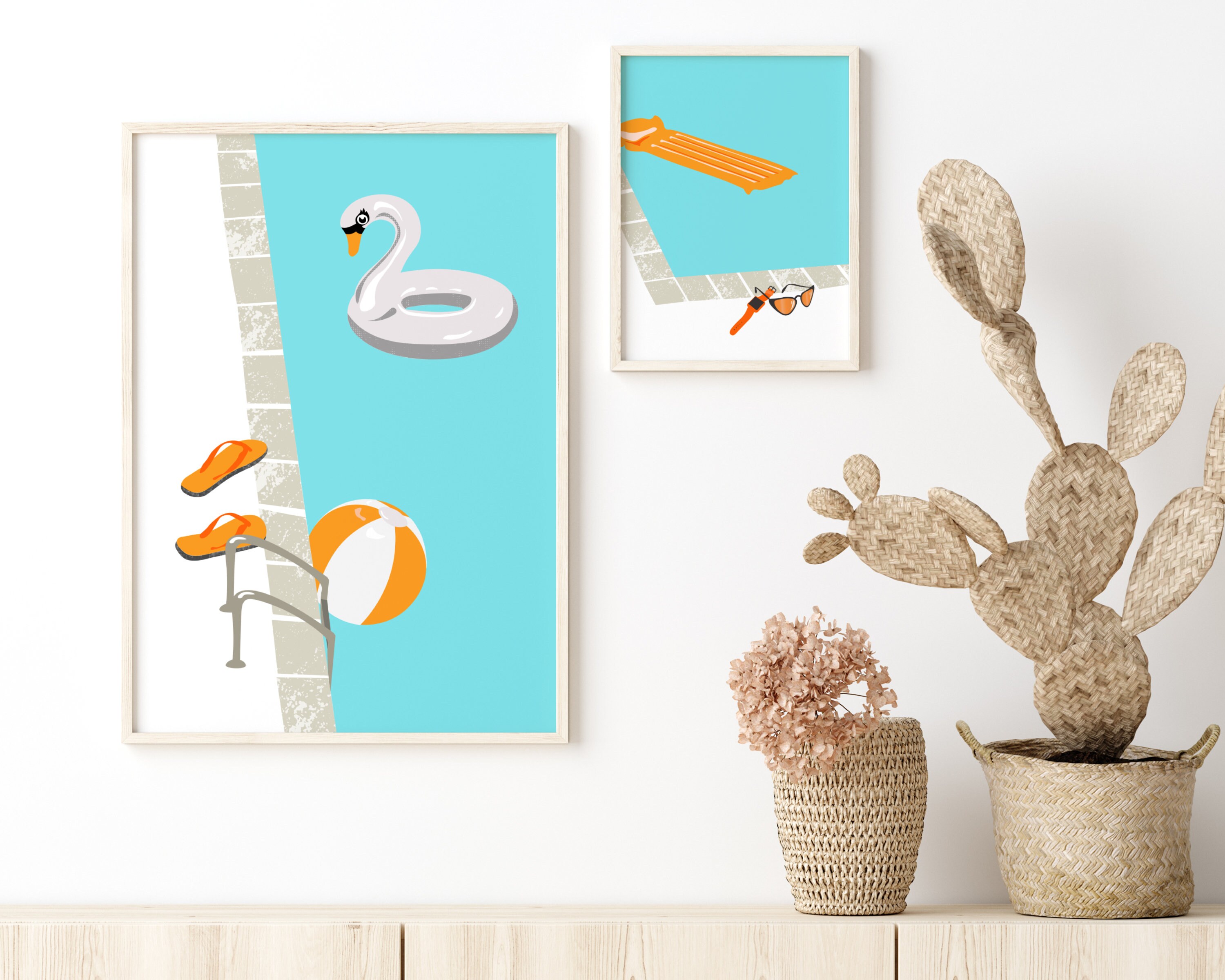 Swimming Pool Printable Wall Art / Set of Two / Swimming Poster / Home ...