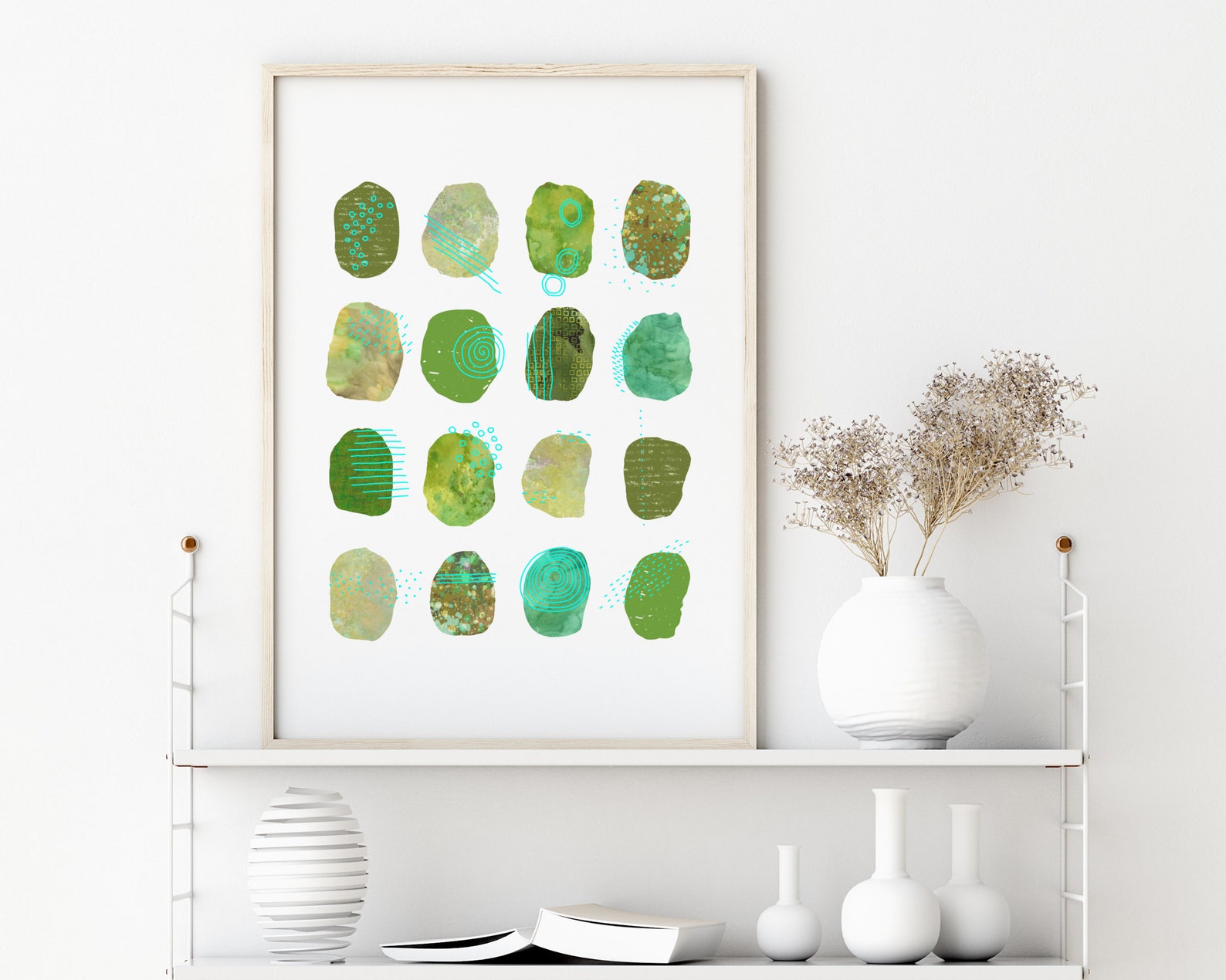 Green Blobs Abstract Printable Wall Art, Instant Download - Etsy