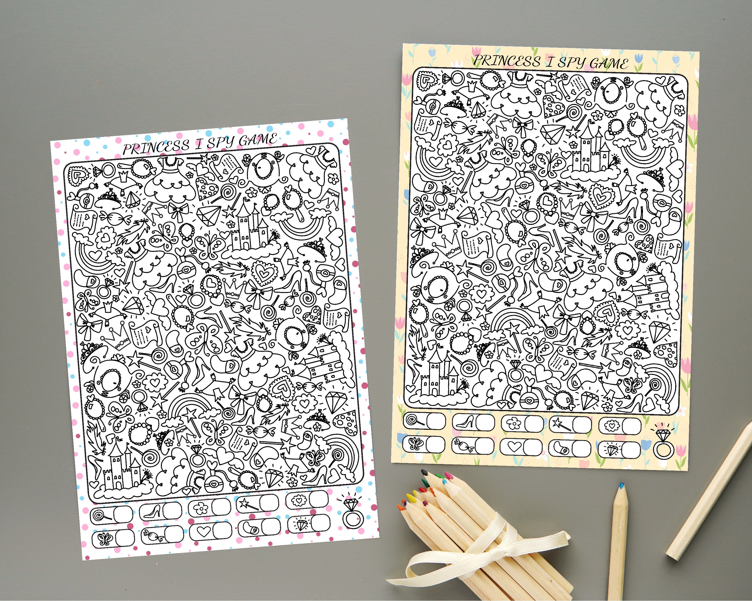 Princess I Spy Game and Colouring Girls Printable, Instant Download ...