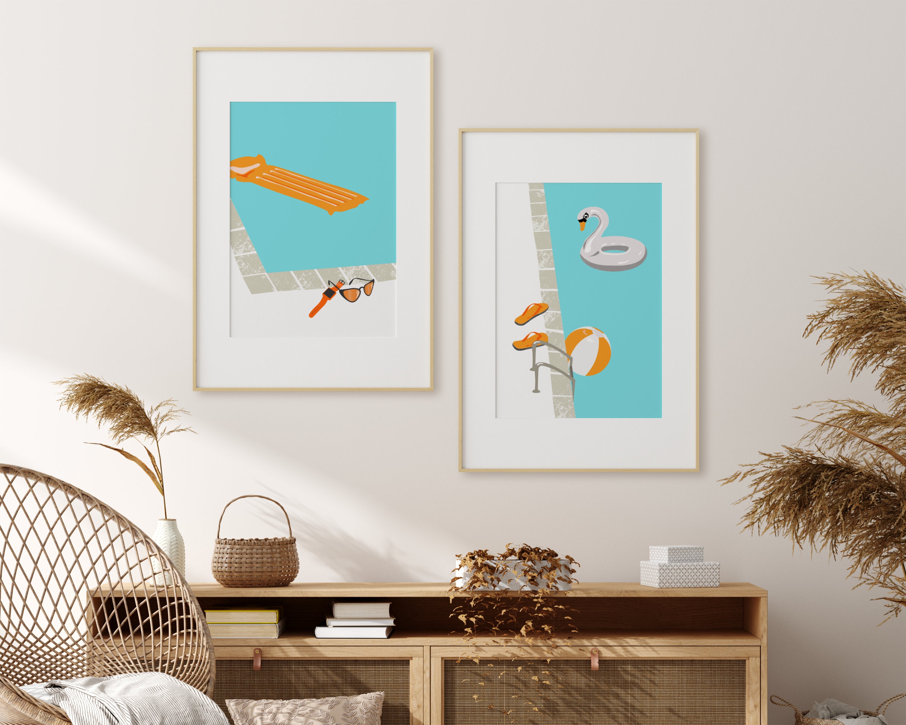 Swimming Pool Printable Wall Art / Set of Two / Swimming Poster / Home ...