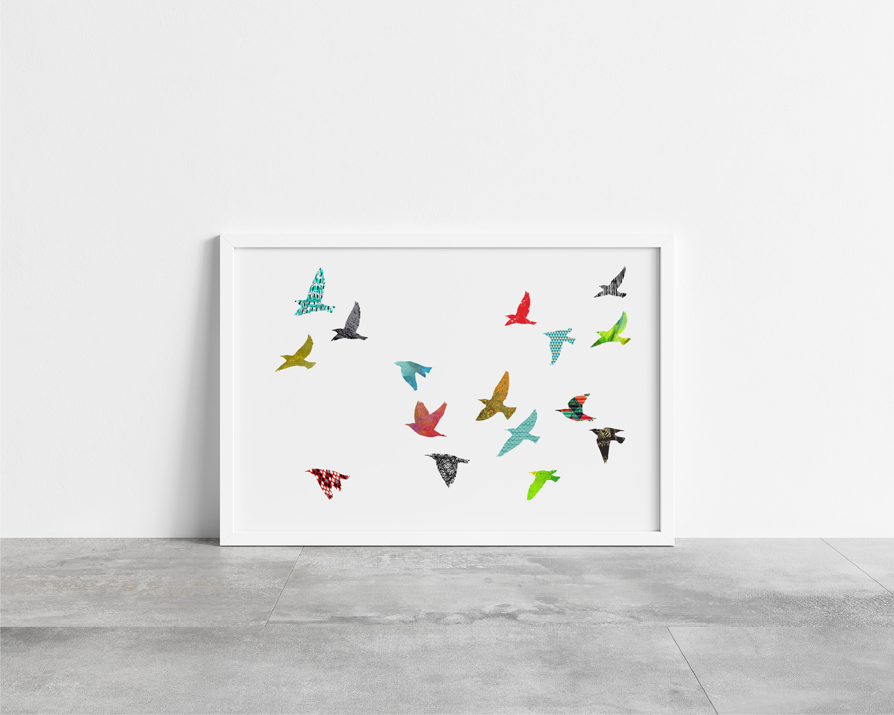 Flock of Colorful Birds Printable Wall Art | Etsy