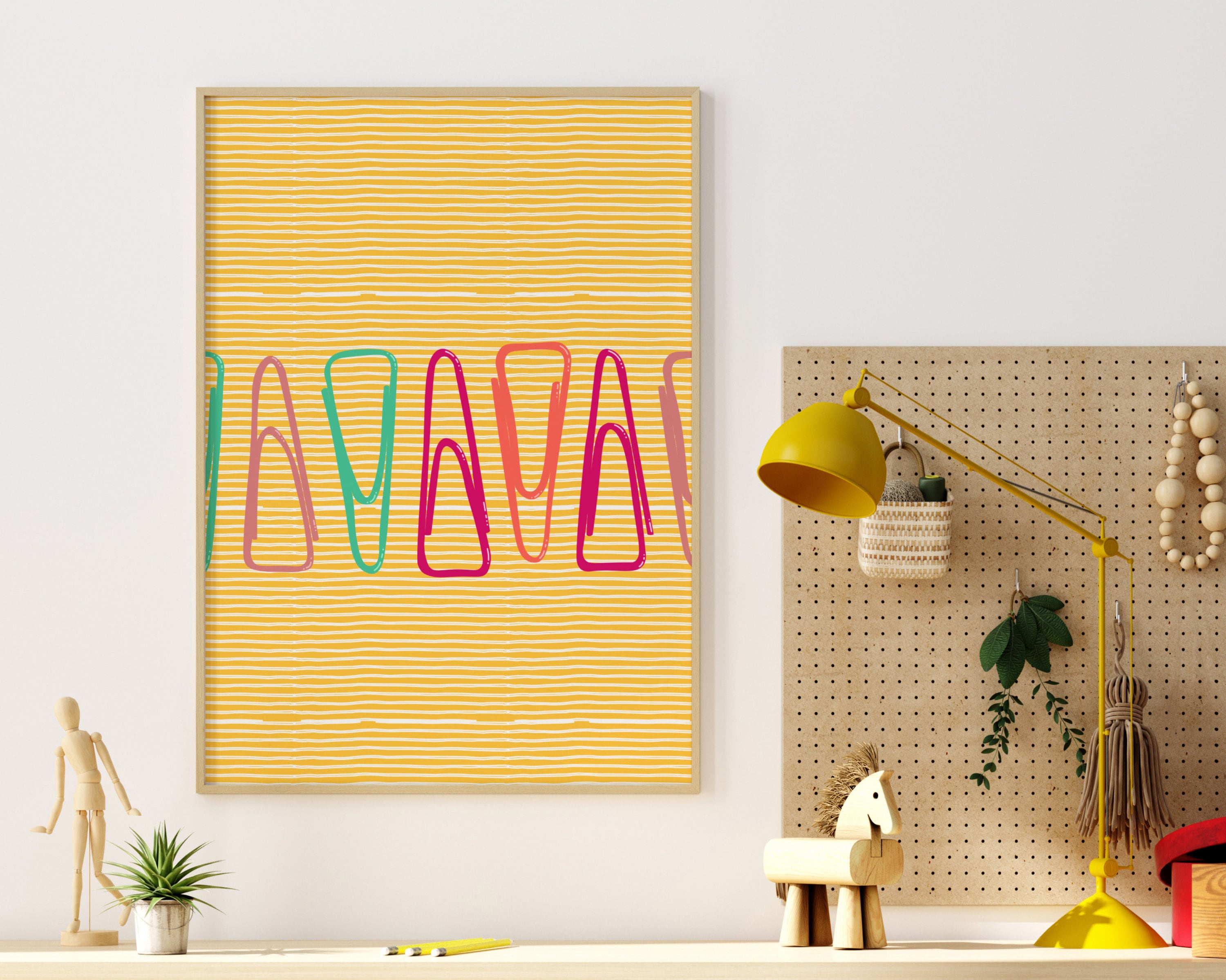 Paper Clips Printable Wall Art / Vibrant Office Art / Play Room Art ...