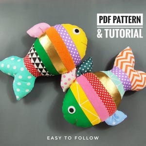 PDF Fish Plush Pattern & Tutorial, Sewing Pattern for Soft Toy, Rainbow ...