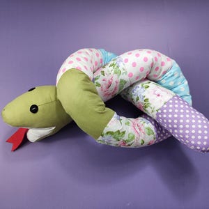 New Patchwork Snake PDF Sewing Pattern and Tutorial, Fabric Snake Plush ...