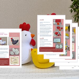 PDF Chicken Easy Sewing Pattern, 4 in 1, Rooster Plush, Hen Tutorial ...