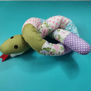 New Patchwork Snake PDF Sewing Pattern and Tutorial, Fabric Snake Plush ...
