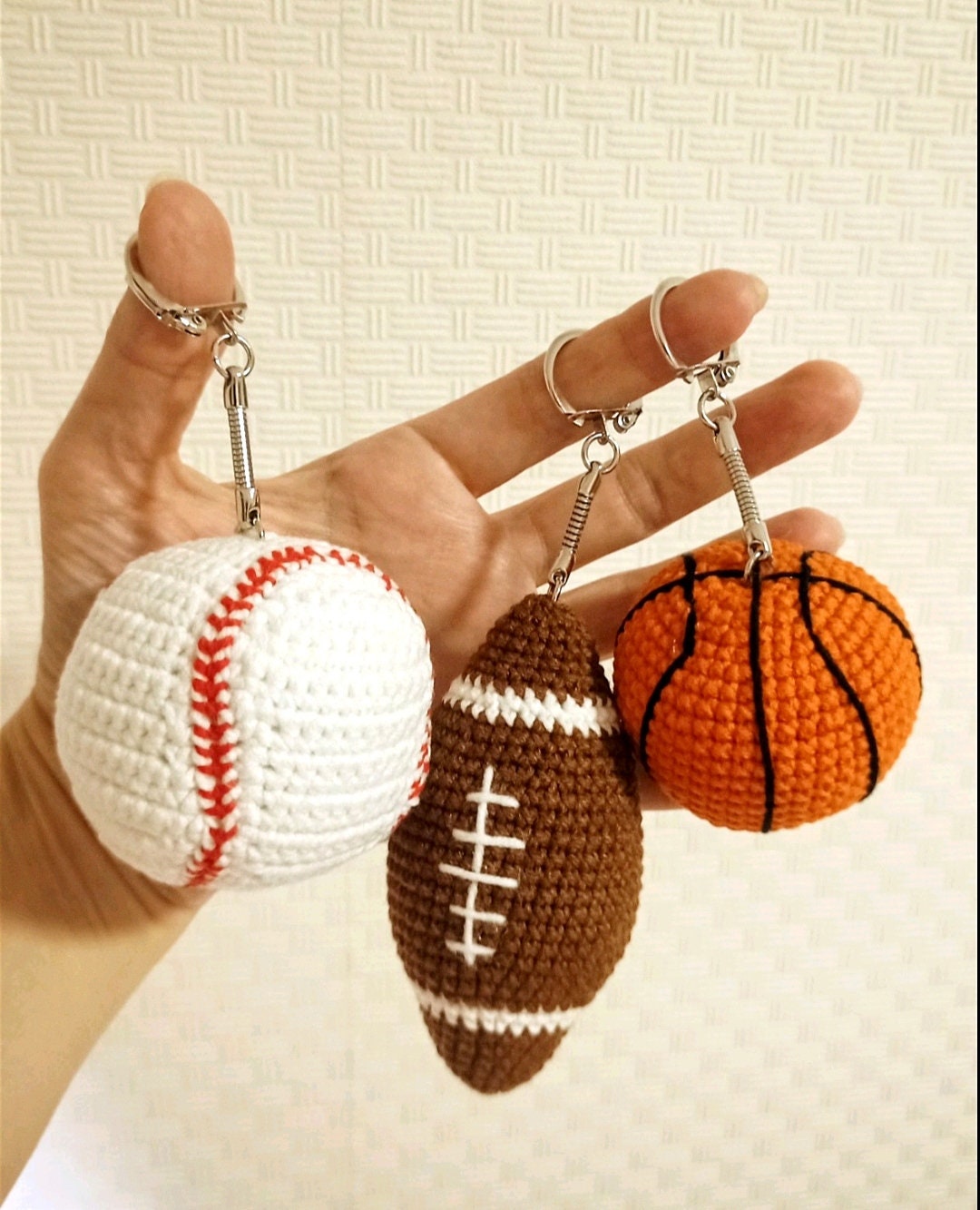 Crochet Basketball Car Accessories, Rugby Ball, Tennis Balls Plush Doll ...