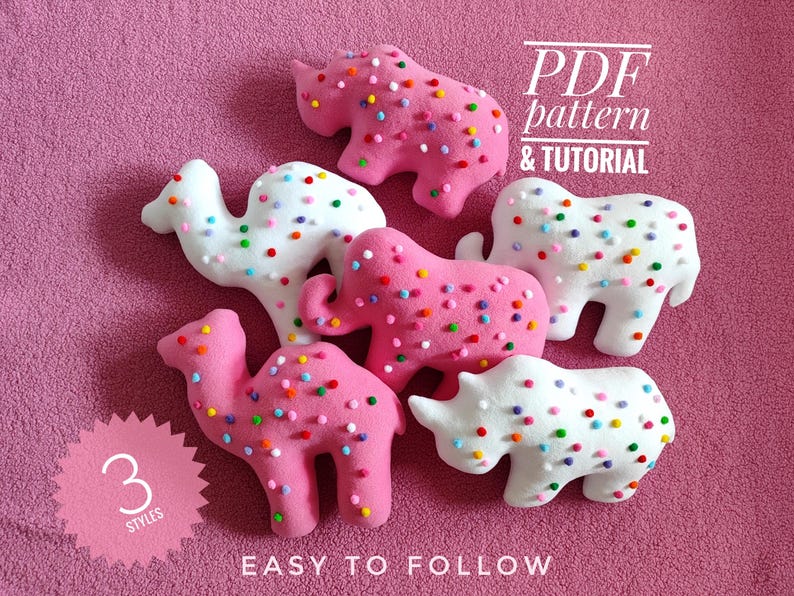 PDF Pattern Sprinkle Animal Cookies Crackers Pillow, Easy to Follow ...