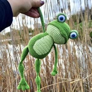 Crochet Frog With Long Legs , Knitting Green Frog, Frog Amigurumi, Cute ...
