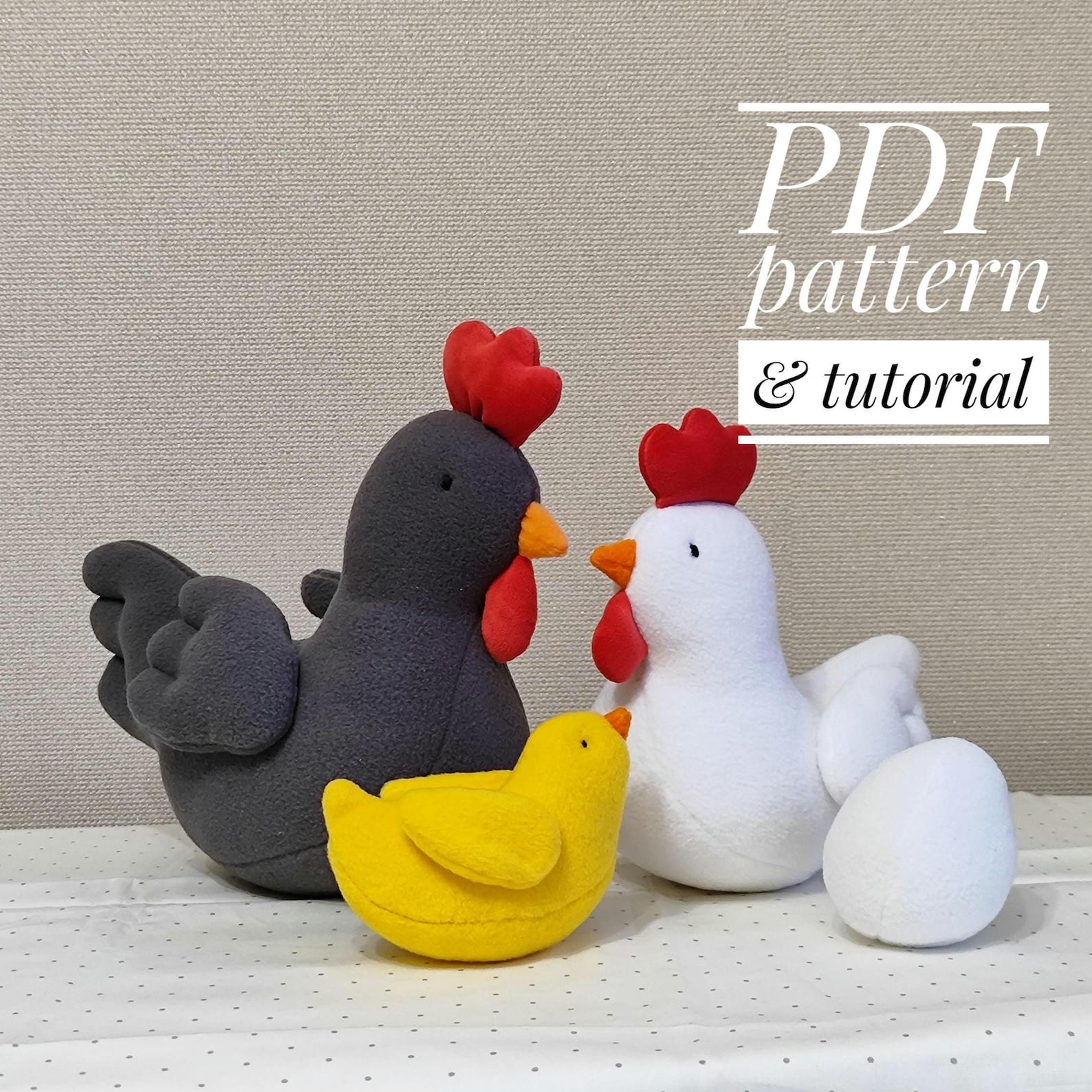 PDF Chicken Easy Sewing Pattern, 4 in 1, Rooster Plush, Hen Tutorial ...