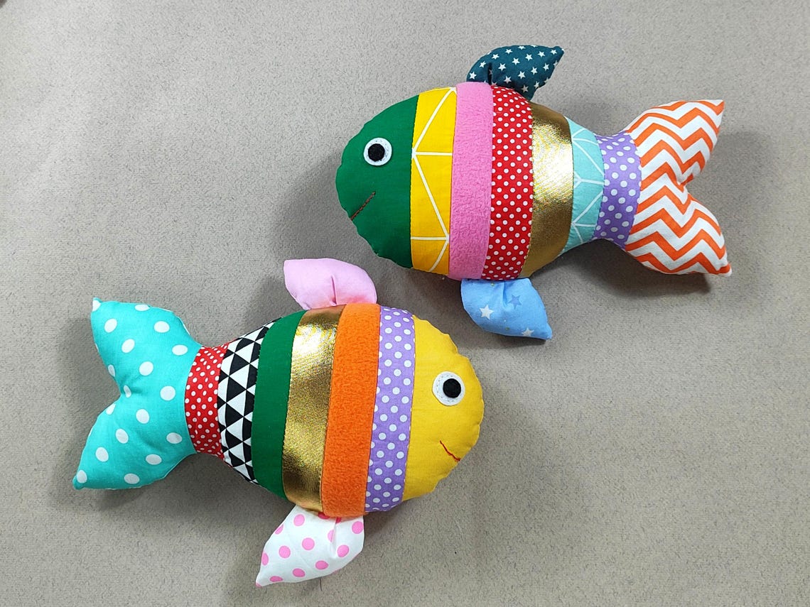 PDF Fish Plush Pattern & Tutorial, Sewing Pattern for Soft Toy, Rainbow ...