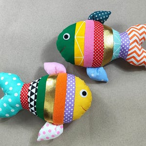 PDF Fish Plush Pattern & Tutorial, Sewing Pattern for Soft Toy, Rainbow ...