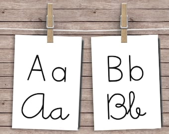 Alphabet Flashcard Printable Cursive Flash Cards, Homeschool Printables ...