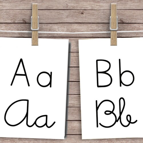 Alphabet Flashcard Printable Cursive Flash Cards Homeschool - Etsy