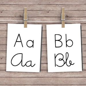 Alphabet Flashcard Printable Cursive Flash Cards, Homeschool Printables ...