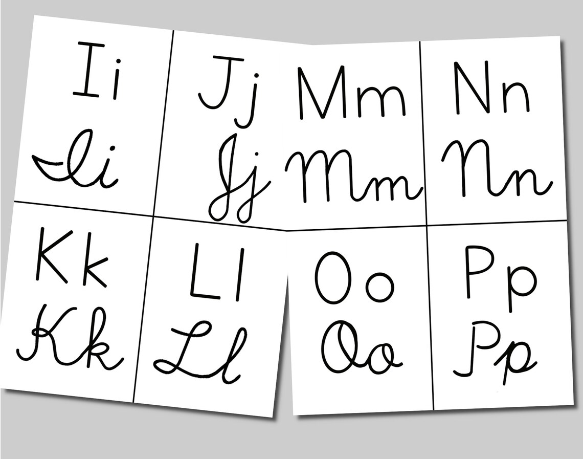 Alphabet Flashcard Printable Cursive Flash Cards, Homeschool Printables ...