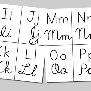 Alphabet Flashcard Printable Cursive Flash Cards, Homeschool Printables ...