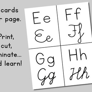 Alphabet Flashcard Printable Cursive Flash Cards, Homeschool Printables ...