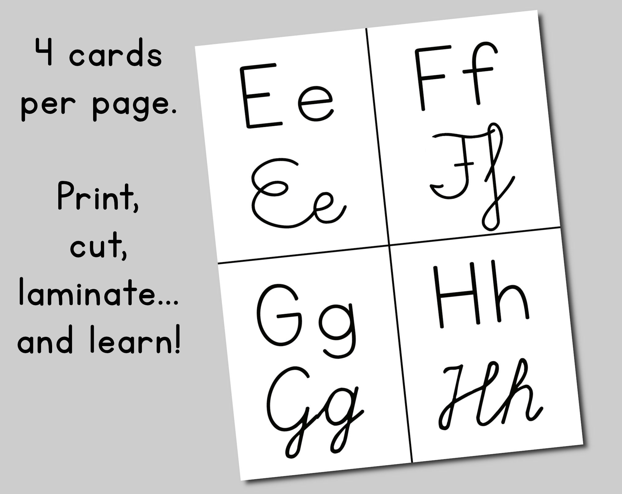 Alphabet Flashcard Printable Cursive Flash Cards, Homeschool Printables ...