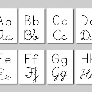 Alphabet Flashcard Printable Cursive Flash Cards, Homeschool Printables ...