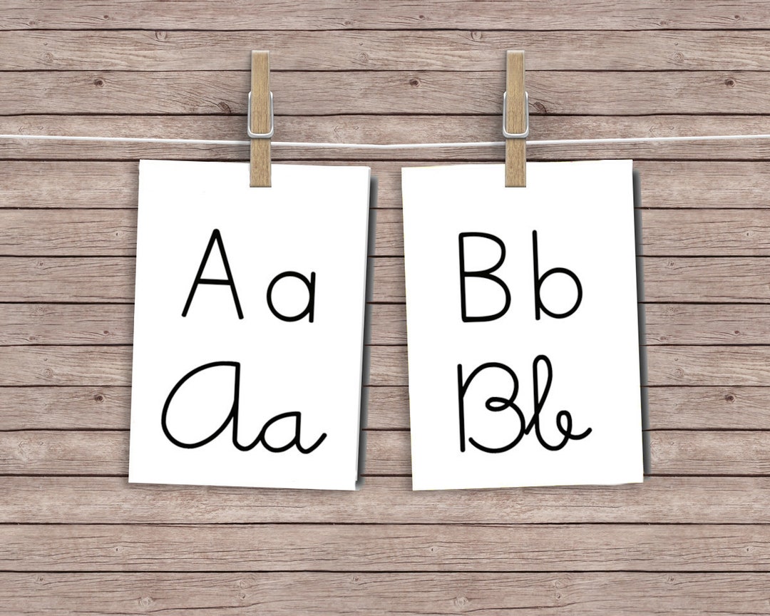 Alphabet Flashcard Printable Cursive Flash Cards, Homeschool Printables ...