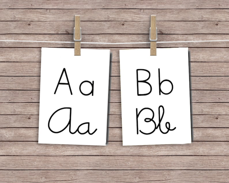 Alphabet Flashcard Printable Cursive Flash Cards, Homeschool Printables ...