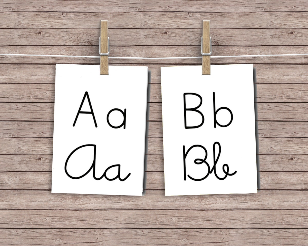 Alphabet Flashcard Printable Cursive Flash Cards, Homeschool Printables ...
