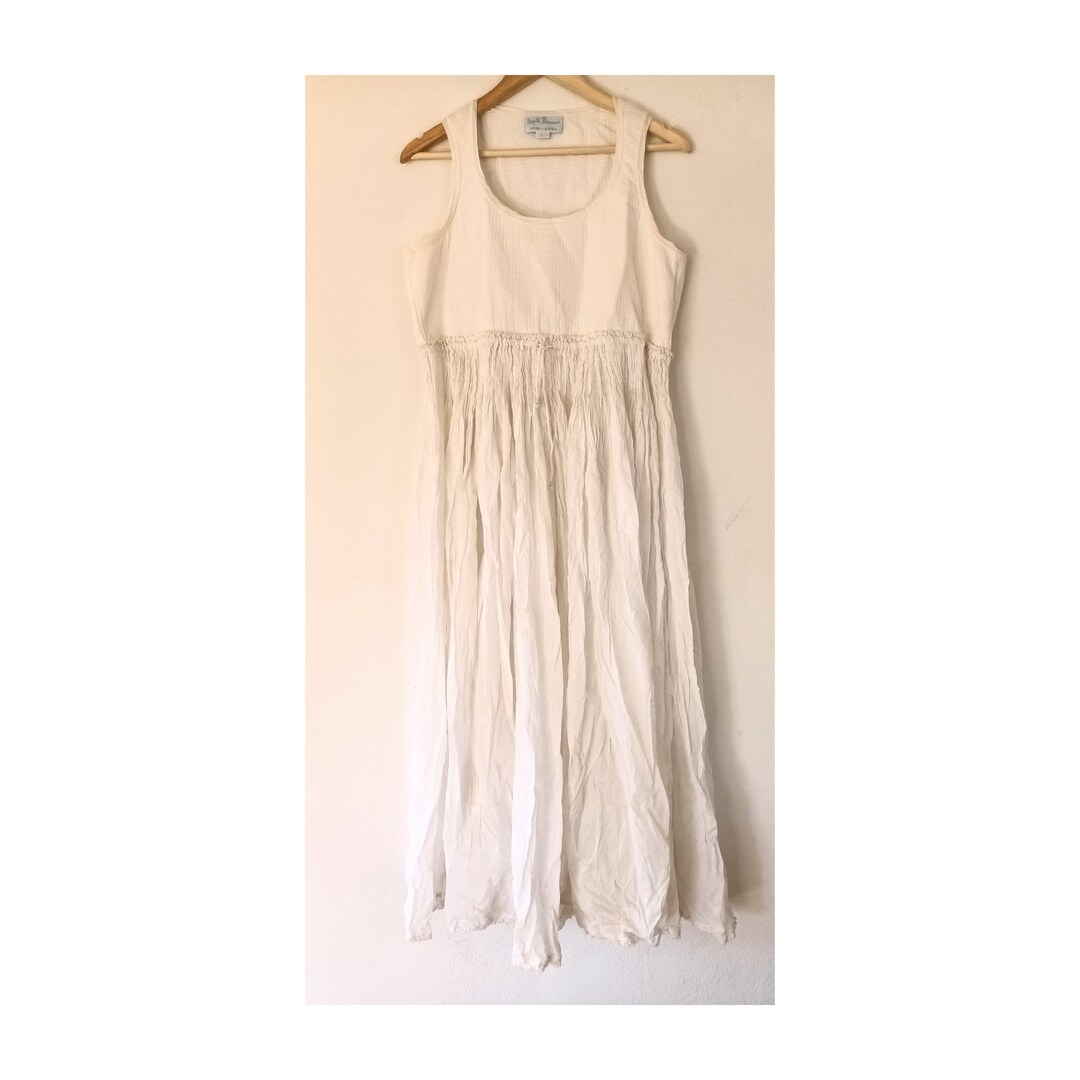 Vintage White Dirndl Dress Maxi Dress Ruffled Full Length Dress ...