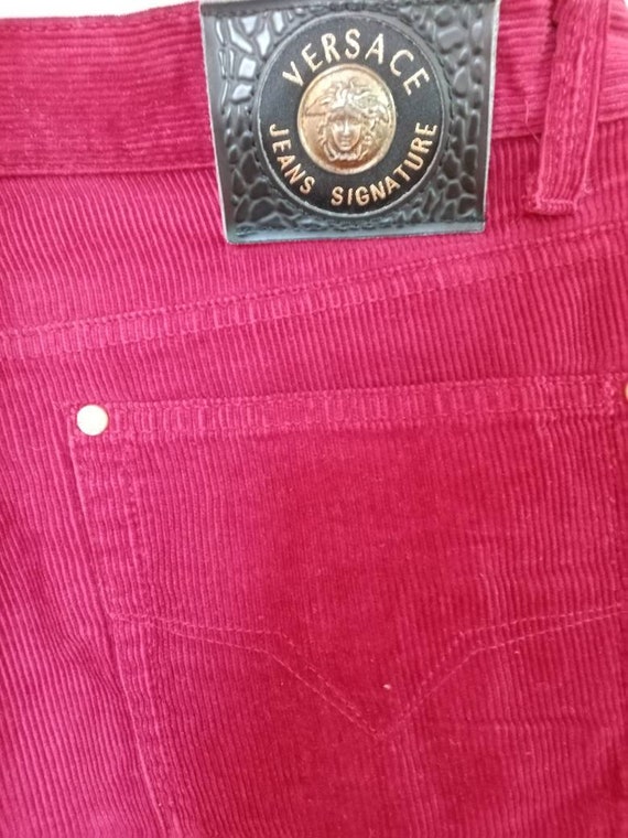Vintage Versace corduroy pants burgundy red corduroy … - Gem