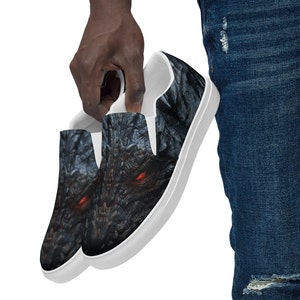 Red Eye Kaiju Head Monster Face Slip-on Canvas Shoes - Etsy