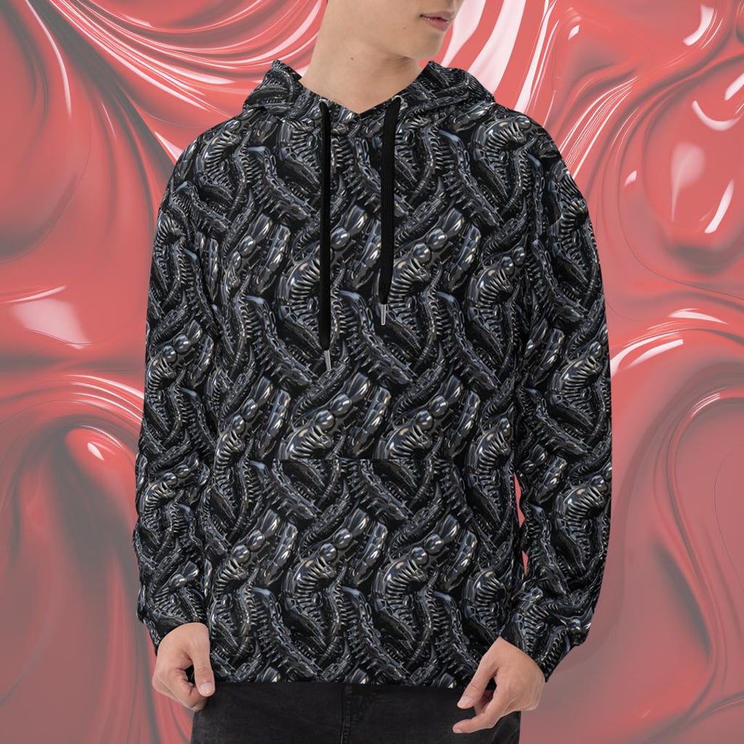 Biomechanical Serpentine Metal Pattern All Over Print Unisex Hoodie - Etsy
