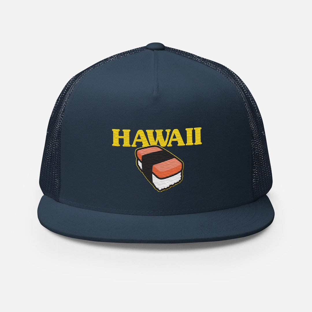 Hawaii Spam Musubi Embroidered Trucker Cap Ono Grinds Local Food Aloha ...